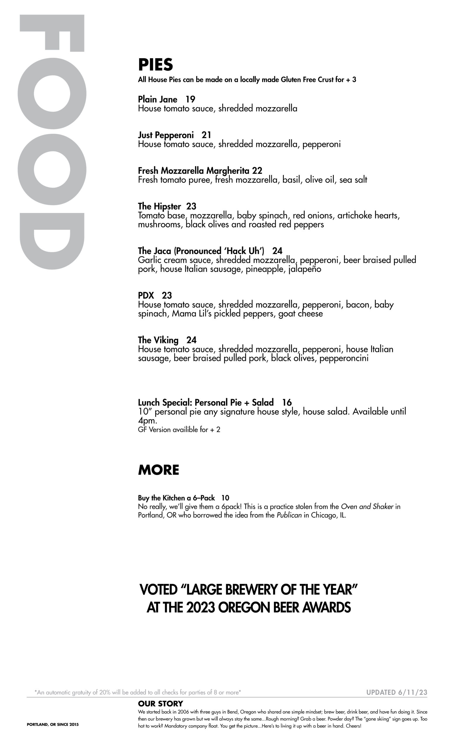 Portland Menus (scroll down) – 10 Barrel Brewing Co.